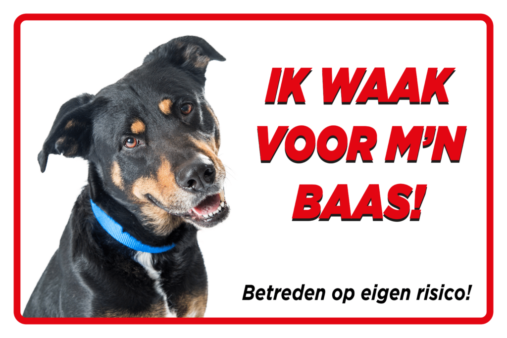 Hier waak ik stickers en bordjes kopen - Vanlommel Printing